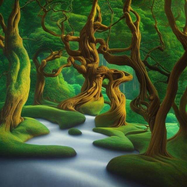 A Insanely detailed portrait painting of beautiful tree "Jaya Sri Maha ...