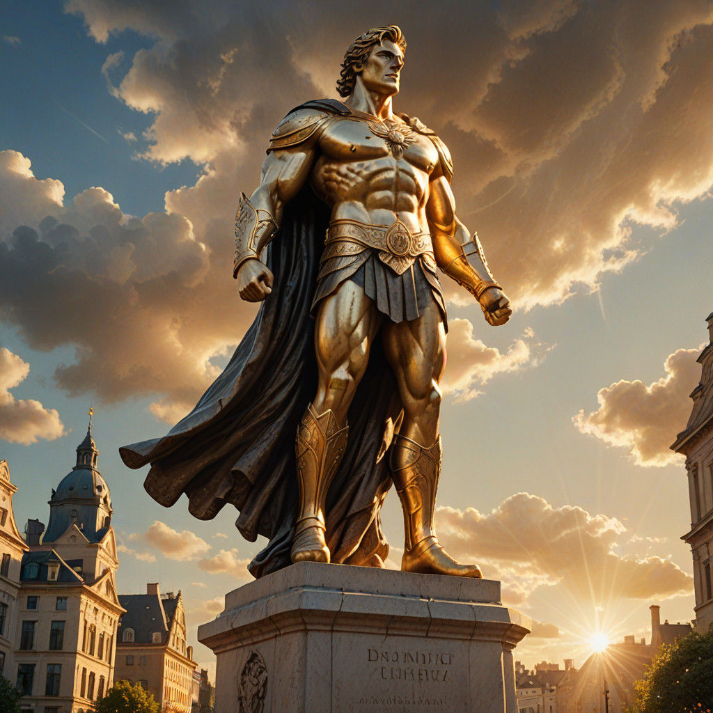 Statue of a hero. - Grand Heroic Statue in Golden Hour