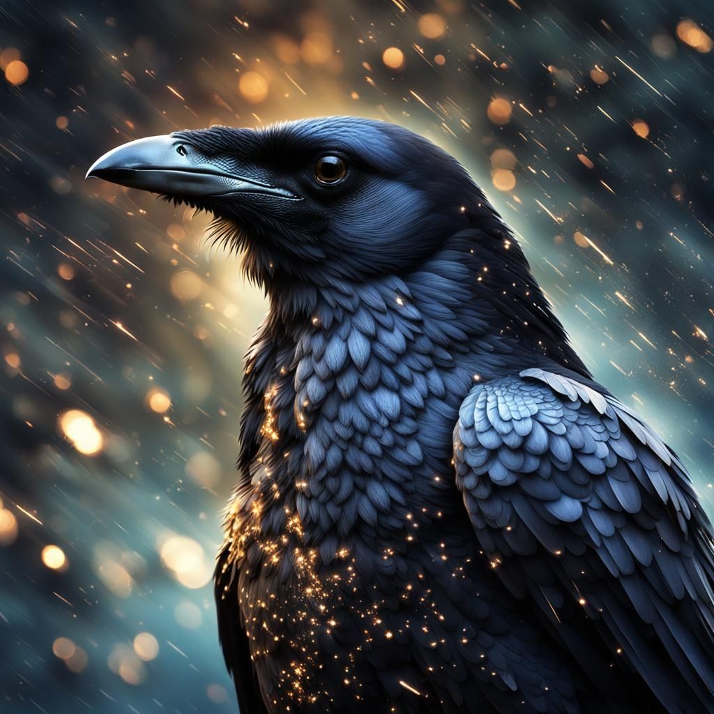 Crow in the rain - AI Generated Artwork - NightCafe Creator
