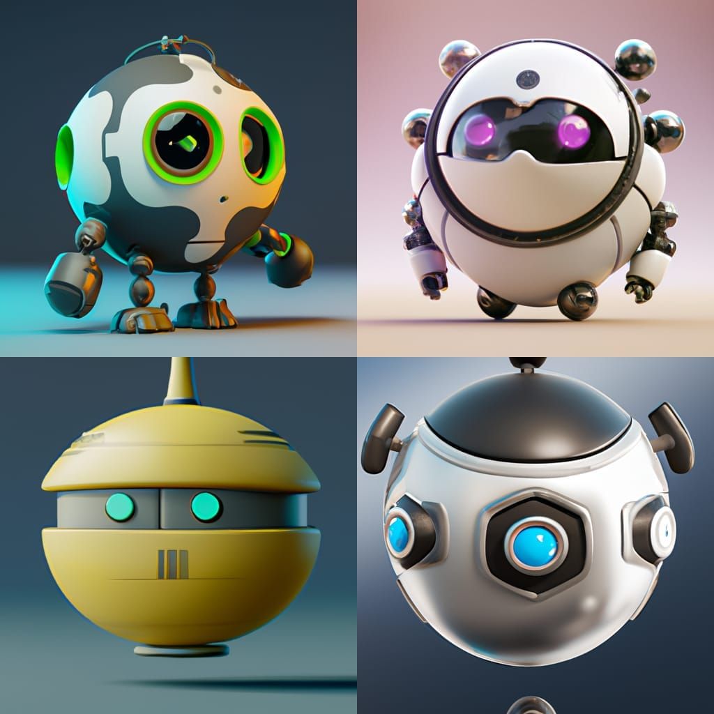 Spherical floating robot 3D NFT profile picture trending on Artstation ...