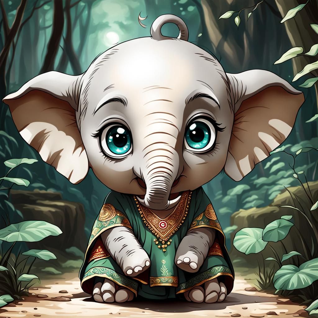 Chibi Elephant - I - AI Generated Artwork - NightCafe Creator
