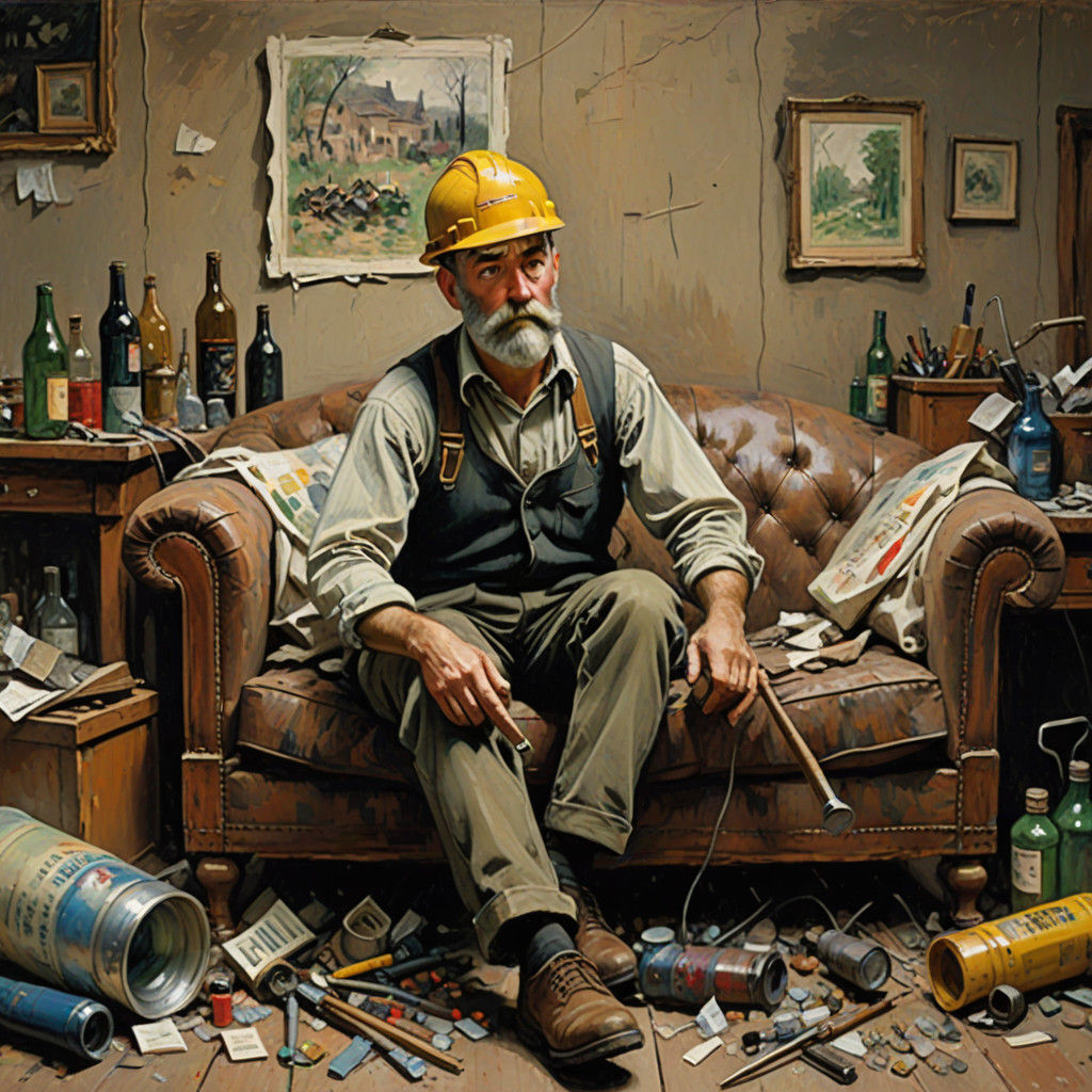 Bob the Builder in Despair, Gritty Realism Art - AI Art