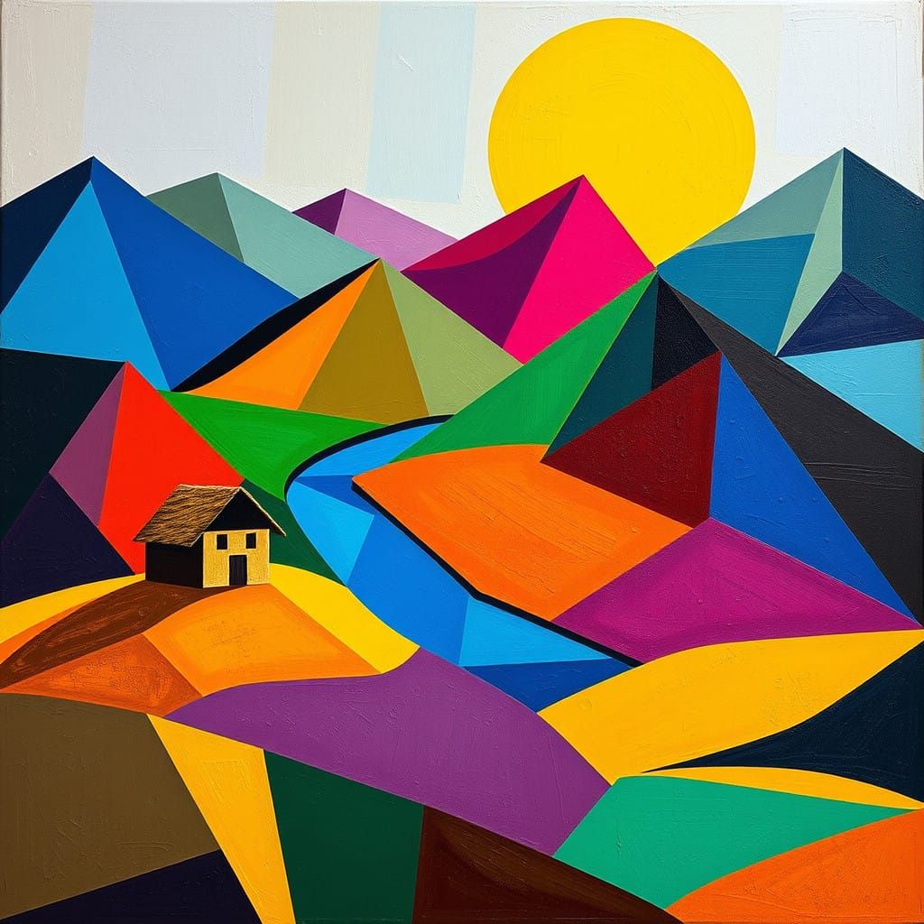 Surreal Geometric Abstraction in Bright Hues - AI Art