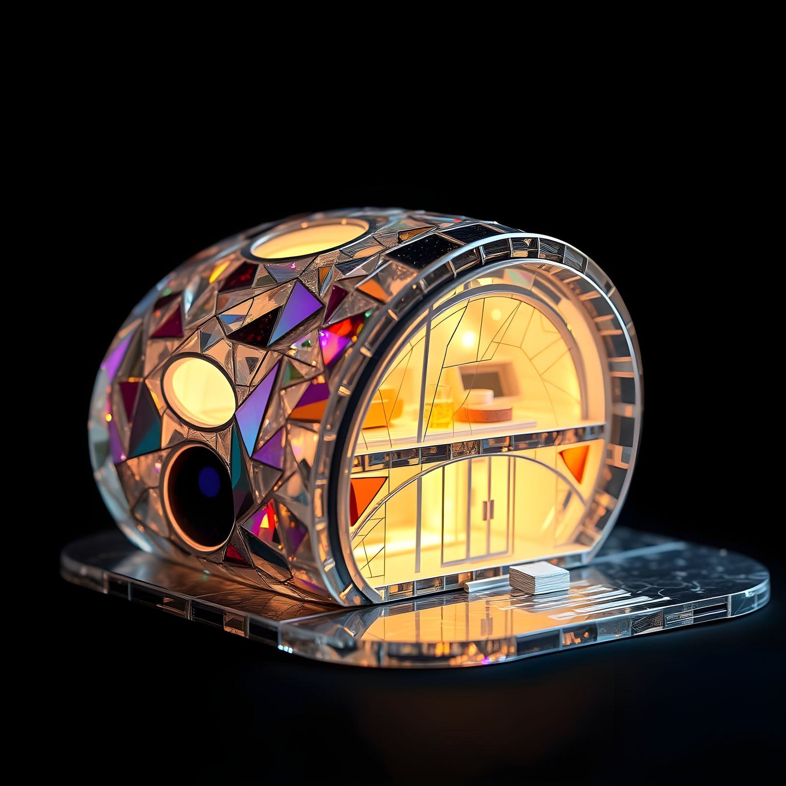 Miniature futuristic house - Surreal Futuristic Crystal Gla...