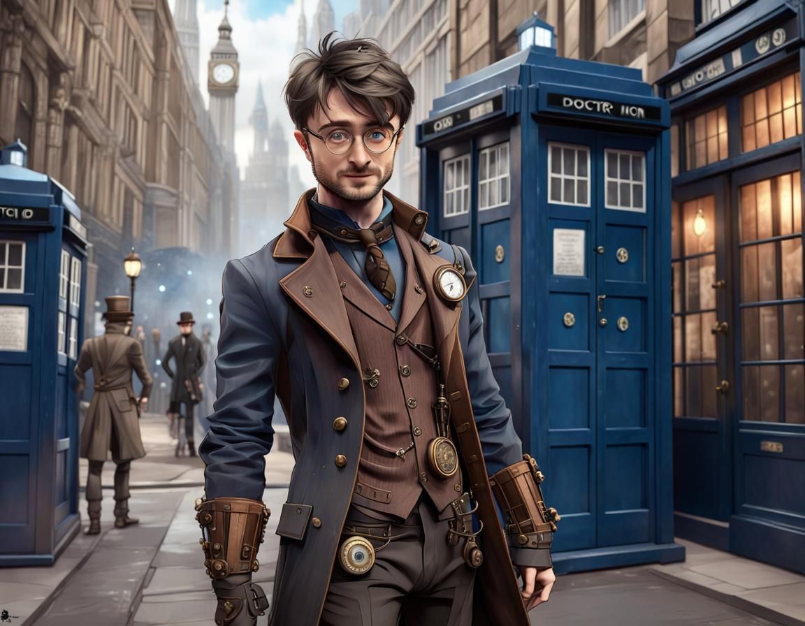 Steampunk Doctor with his TARDIS 240707A - AI Generated Artwork ...