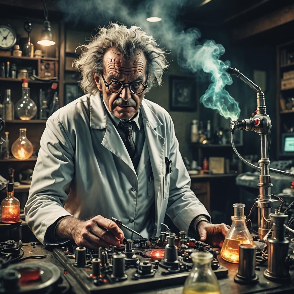 A mad scientist on the cover of Evil Monthly magazine - AI Generated ...
