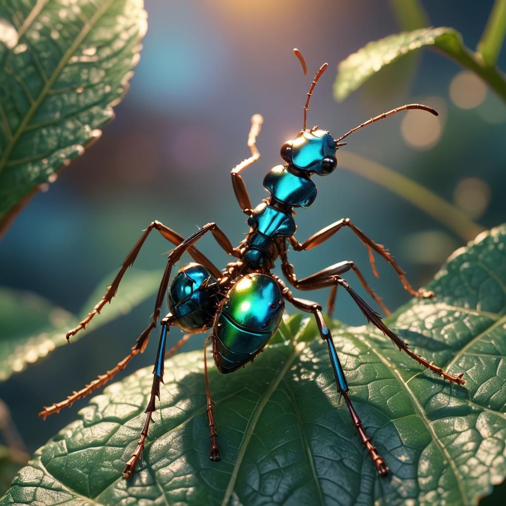 Cinematic Sci-Fi Ant Macro: High-Definition, Golde... - AI Art