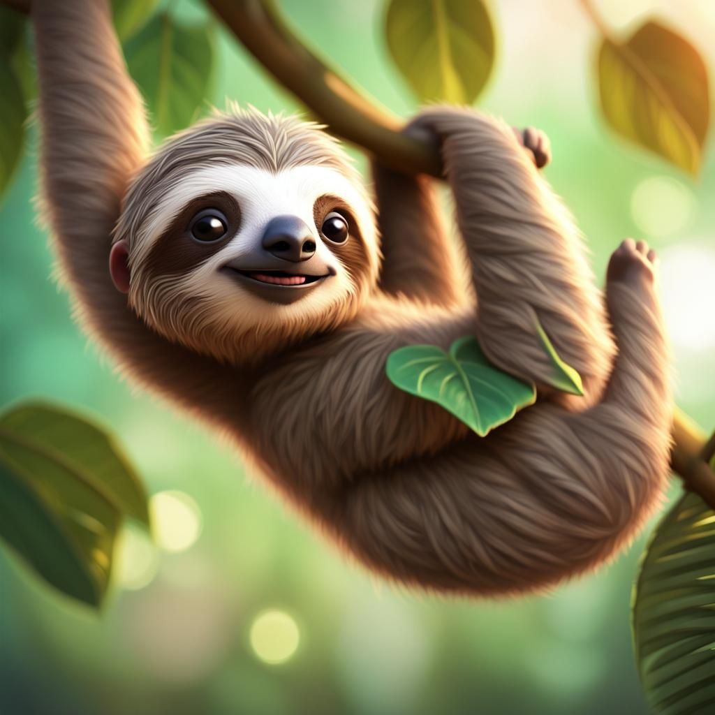 A very young, cute, adorable baby sloth - AI Generated Artwork ...