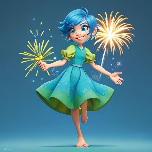 Joy from Disney/Pixar's Inside Out has yellow skin, blue eyes, and a ...