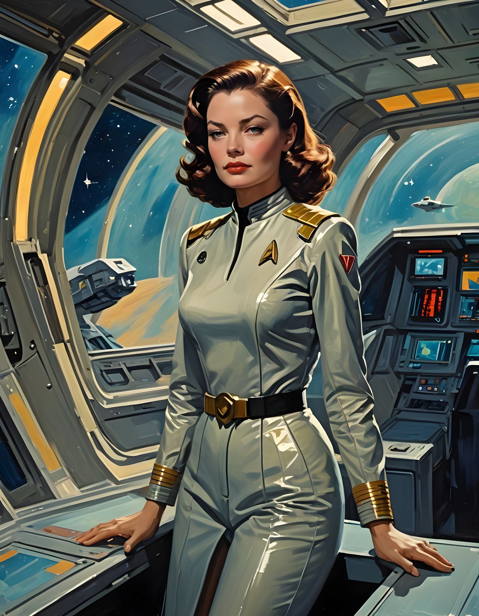 Gene Tierney as Starship Captain by Syd Mead
