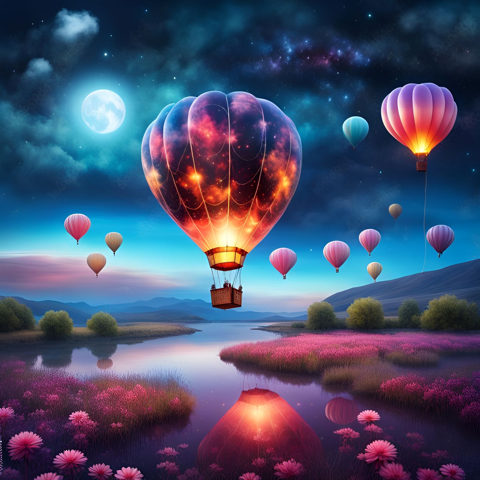 beautiful balloon floats in the cosmic sky - AI Generated Artwork - NightCafe Creator