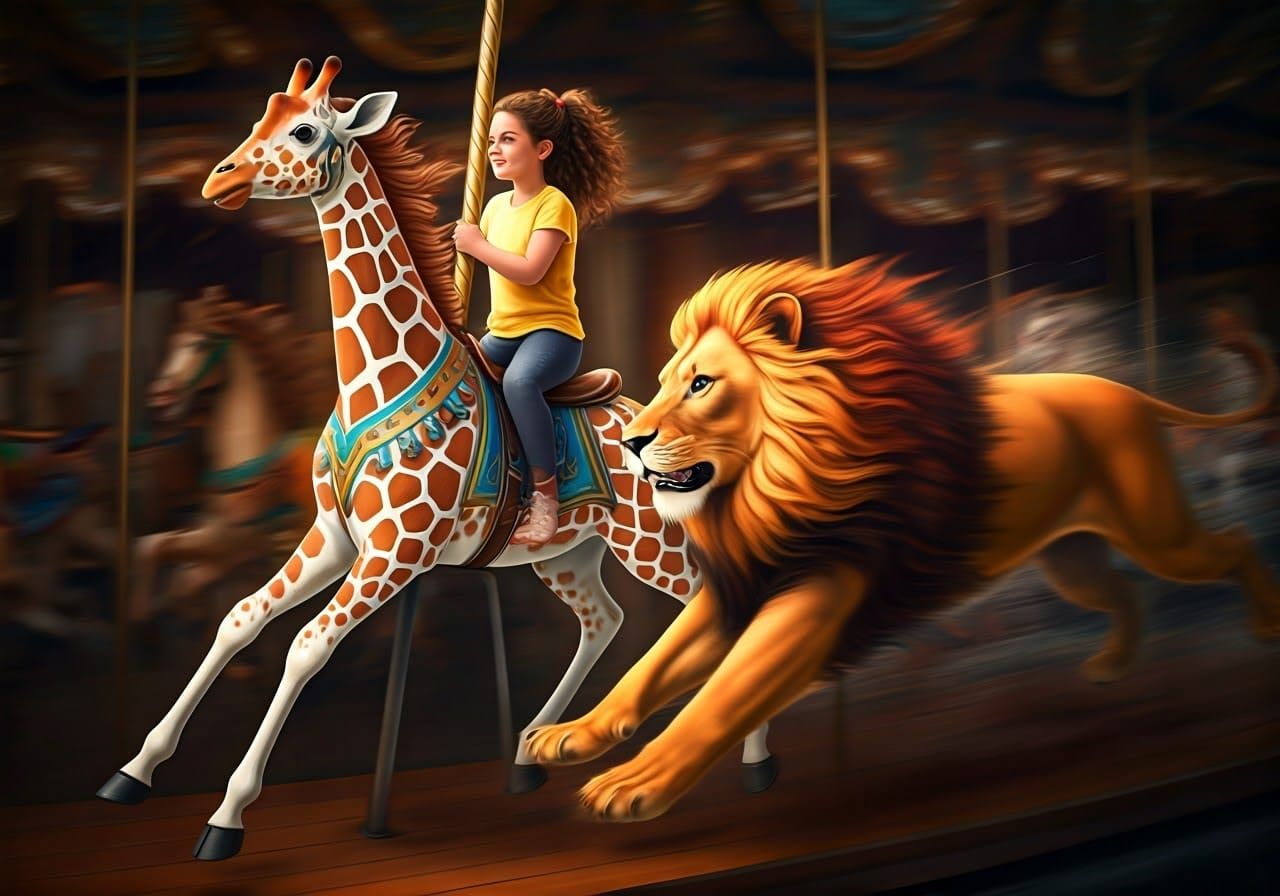 You're being chased by a Lion, you're on a Giraffe to the left of you ...