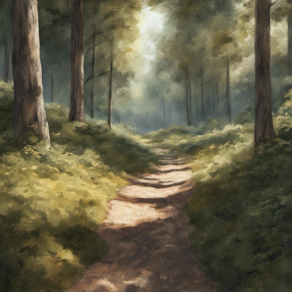 Serene natural trail through woods, daylight, natural lighting, ultra ...