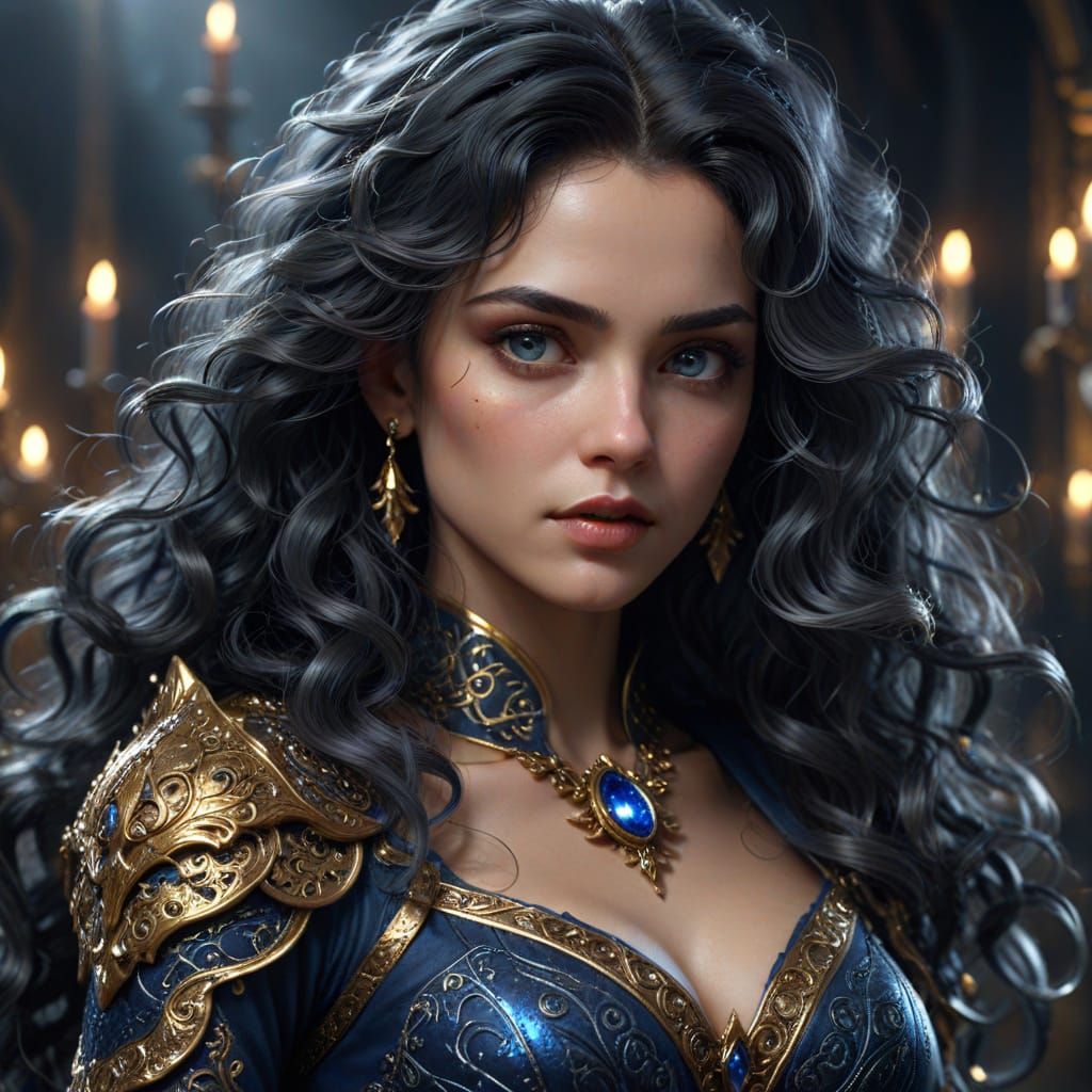 Seductive Dark Fantasy Queen Casts Spell with Magi... - AI Art