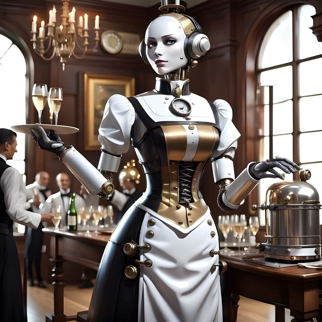 Female robot butler - AI Generated Artwork - NightCafe Creator