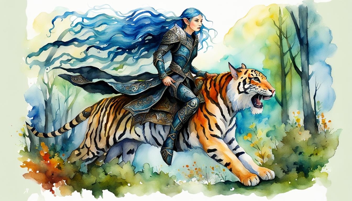 Elf and Tiger - AI Generated Artwork - NightCafe Creator