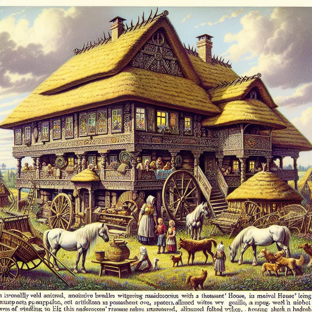 Create an ironically elaborate and magnificent peasant "house" from ...