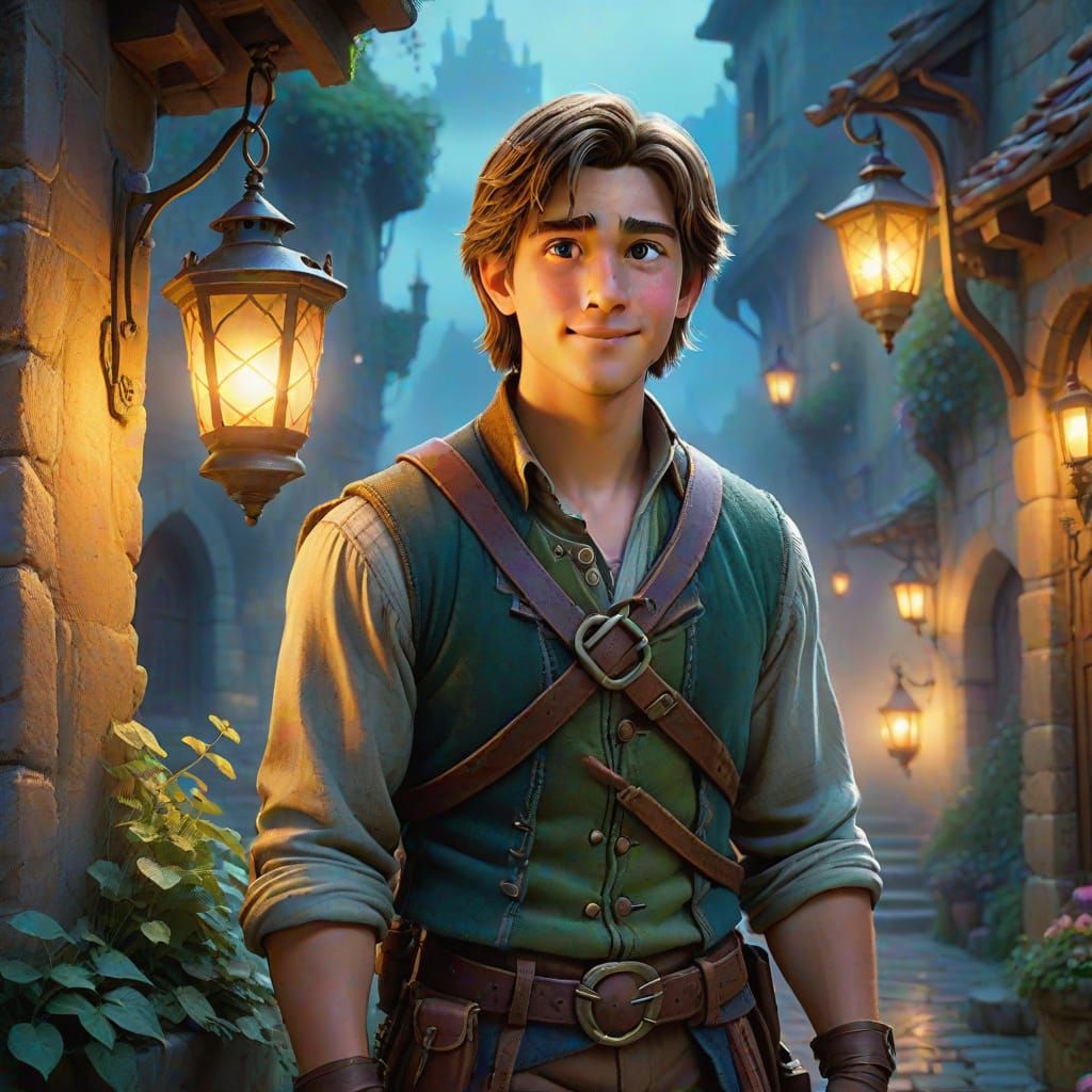 Milo Manheim as Flynn Rider in Whimsical Moonlit C... - AI Art