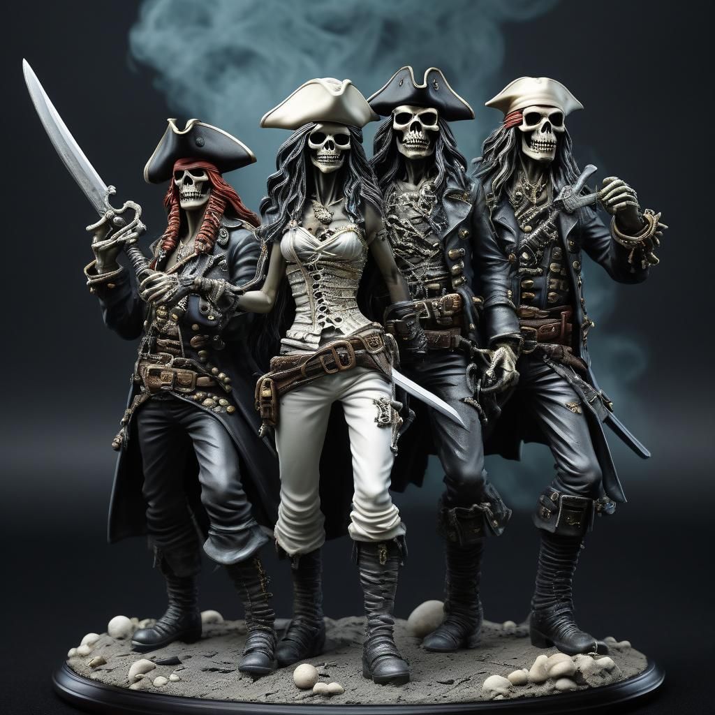 Heavy metal inspired, Ivory miniature figurines of pirates and Eddy ...