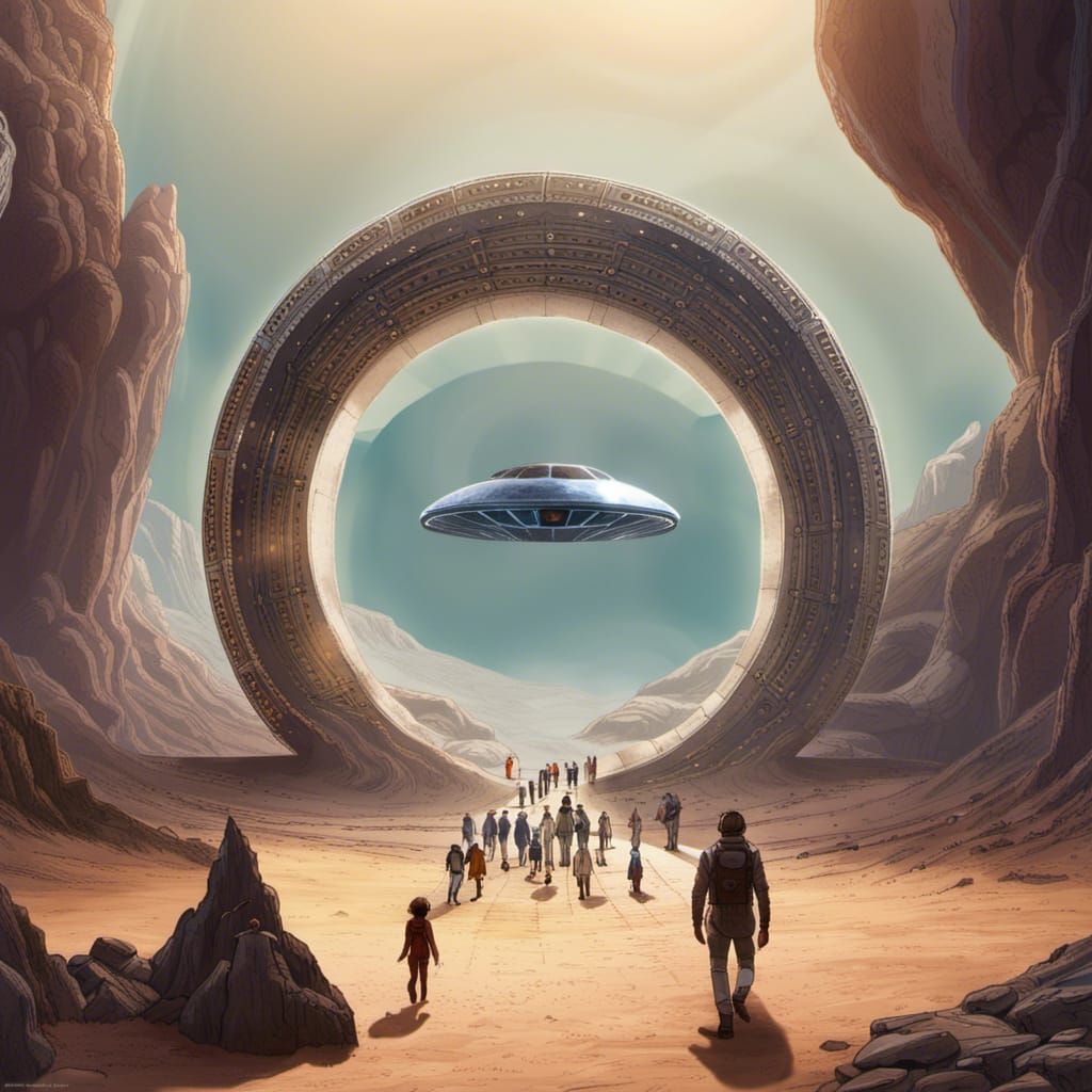 Stargate travel to far planets - AI Generated Artwork - NightCafe Creator