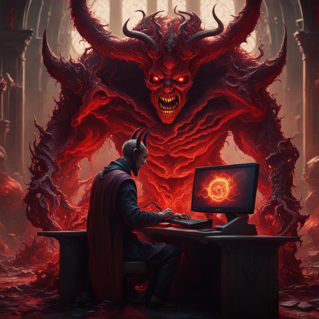 Satan using a quantum computer named BLOBNER designed by Black INC ...