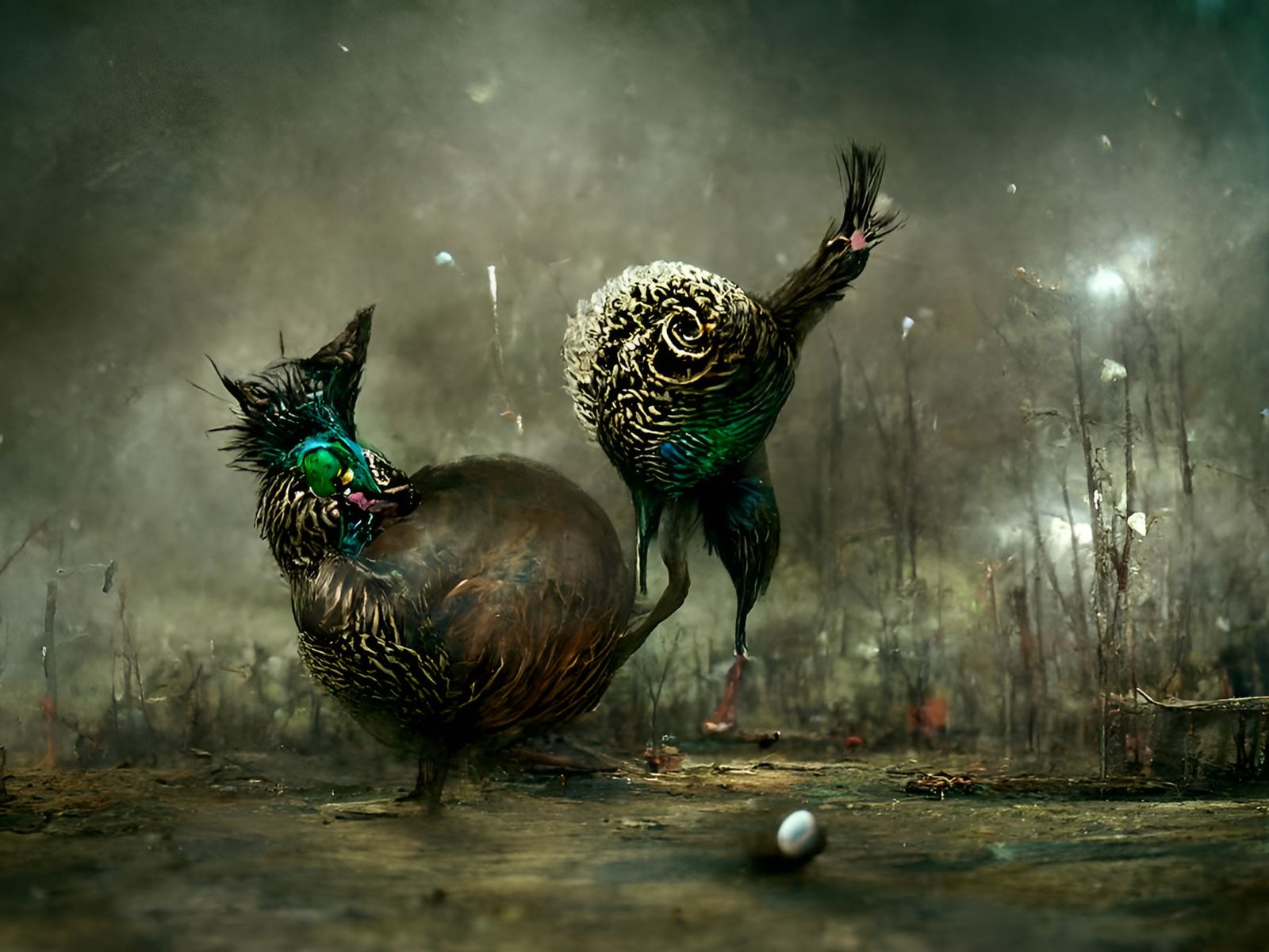 Mutant Woodcock Peacock tossing balls to a pussycat by Anton Semenov ...