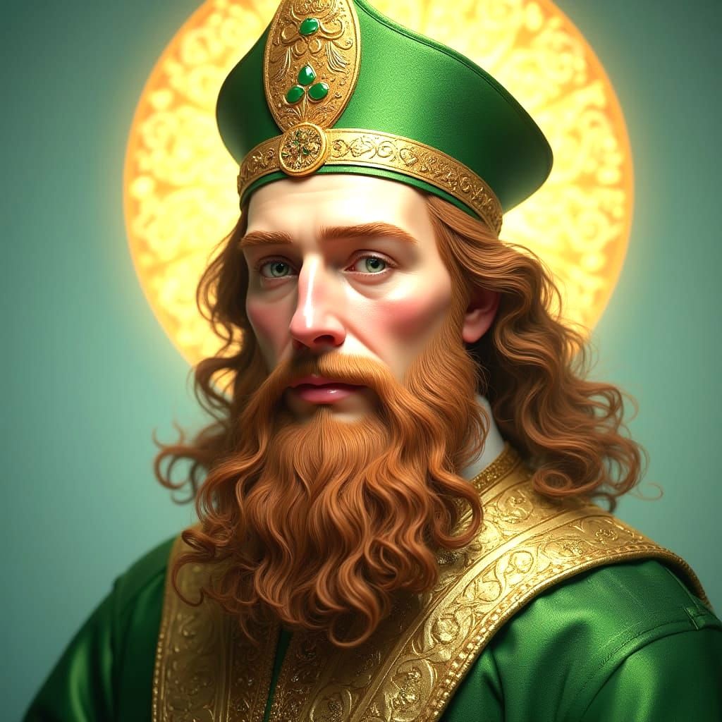 St. Patrick's Elegant Portrait in Vibrant Triadic ... - AI Art