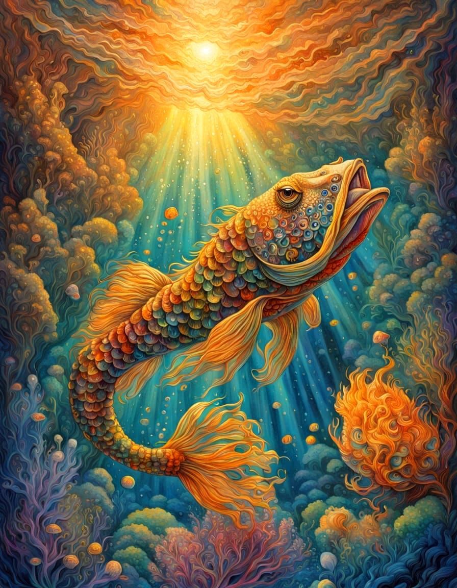 Cod fish - Mystical Mermaid Creature Dances with Jellyfish i...