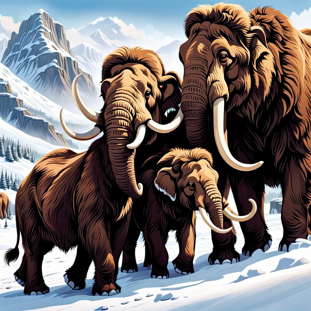 Hear Warming Mammoth Family - AI Generated Artwork - NightCafe Creator
