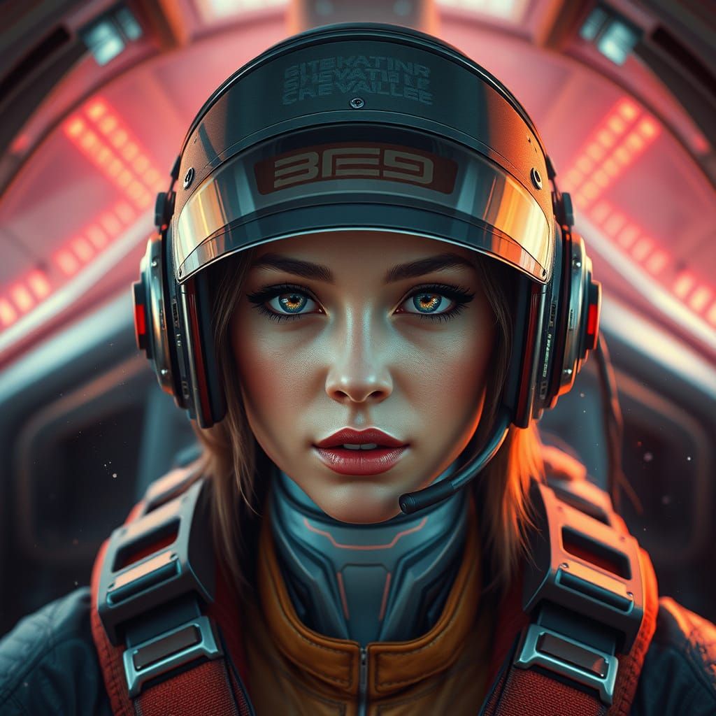 Retrofuturism Female Pilot in Stunning HDR Detail - AI Art