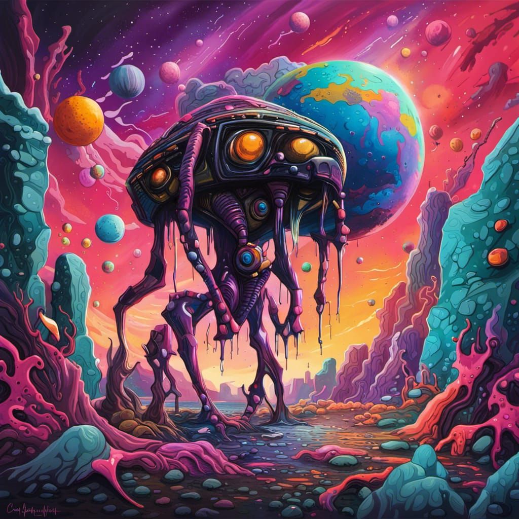 Another planet that has aliens graffiti art, splash art, street art ...
