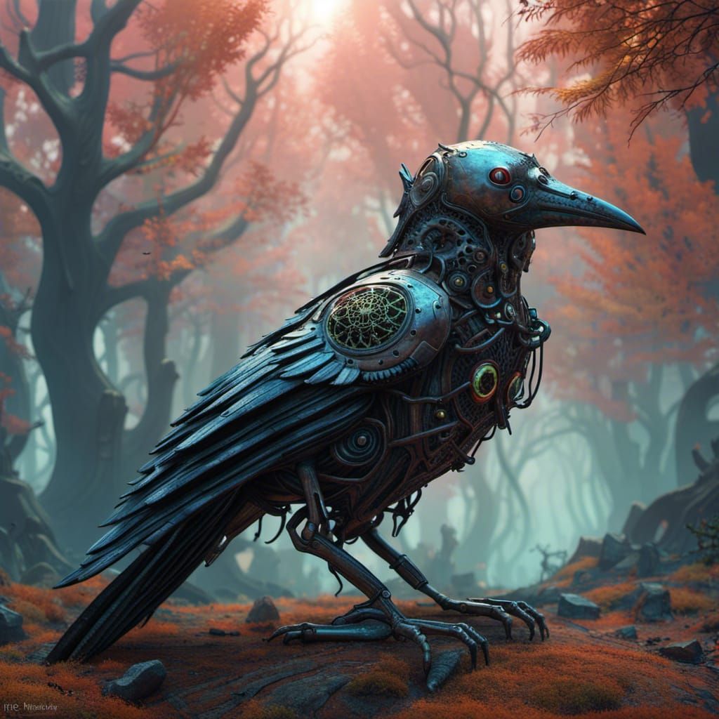 Mecha Crow - AI Generated Artwork - NightCafe Creator