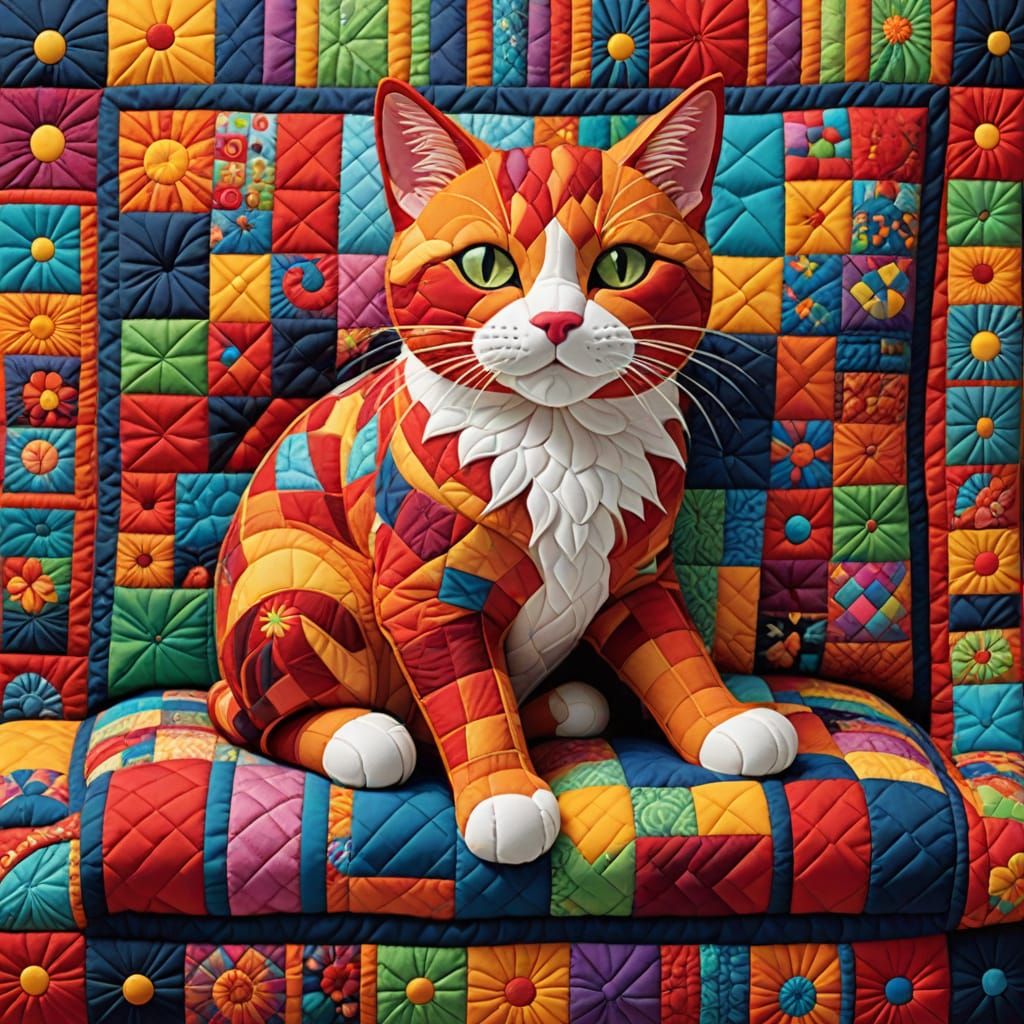 Fabric Quilted Cat - Fabric Quilted Cat