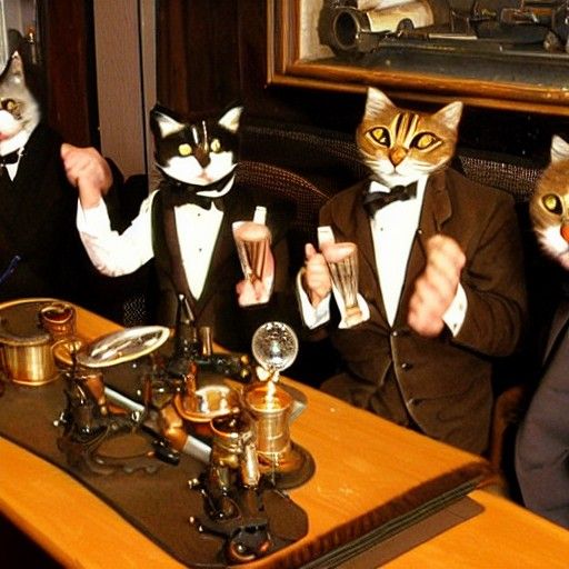 Cats giving a toast at a meeting - AI Generated Artwork - NightCafe Creator