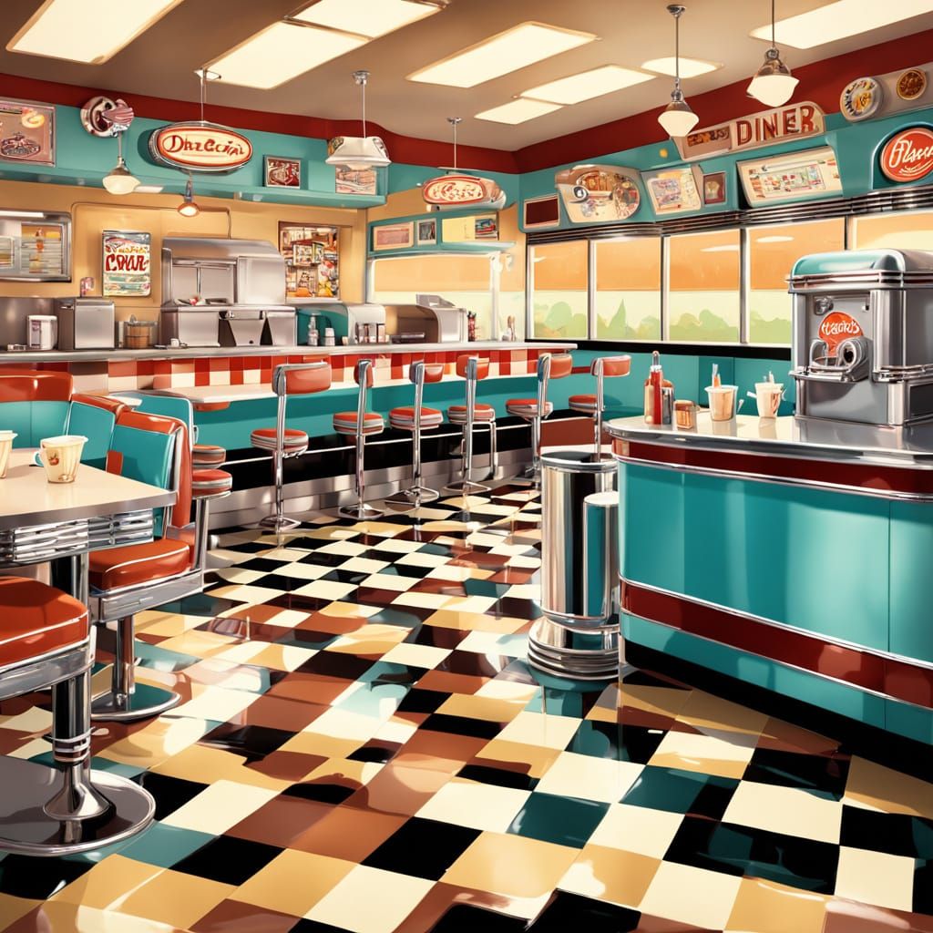 A 1950s diner serving a root beer floats.
