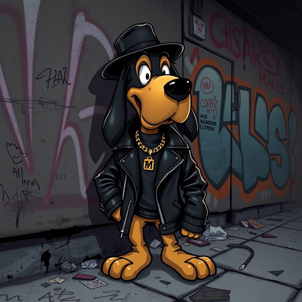 gangsta droopy the dog - Gritty City Dog in Black Leather Ja...
