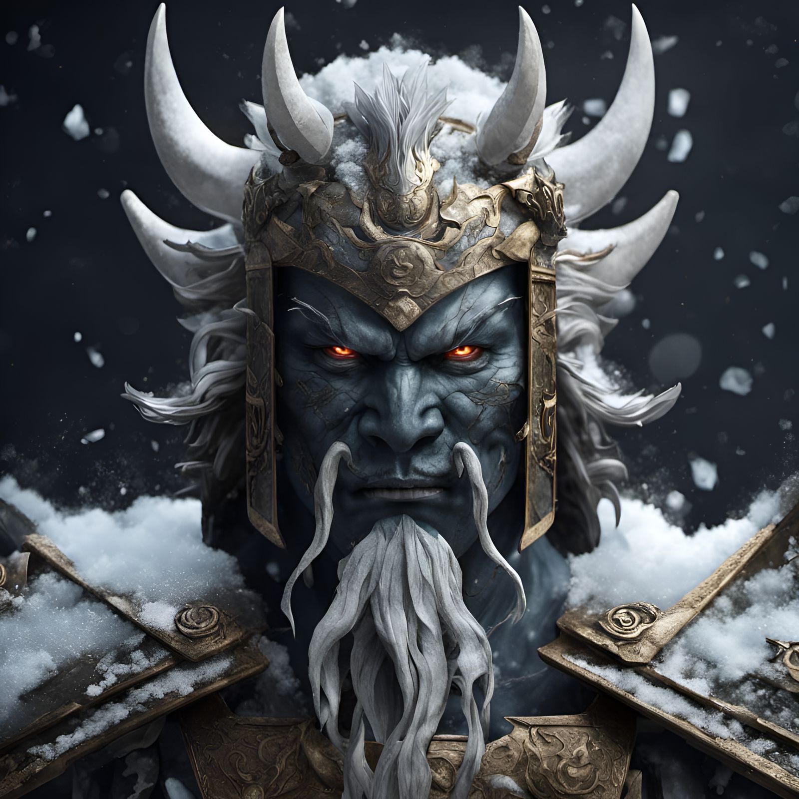 Japanese Samurai demon magical ice-snow god - AI Generated Artwork ...
