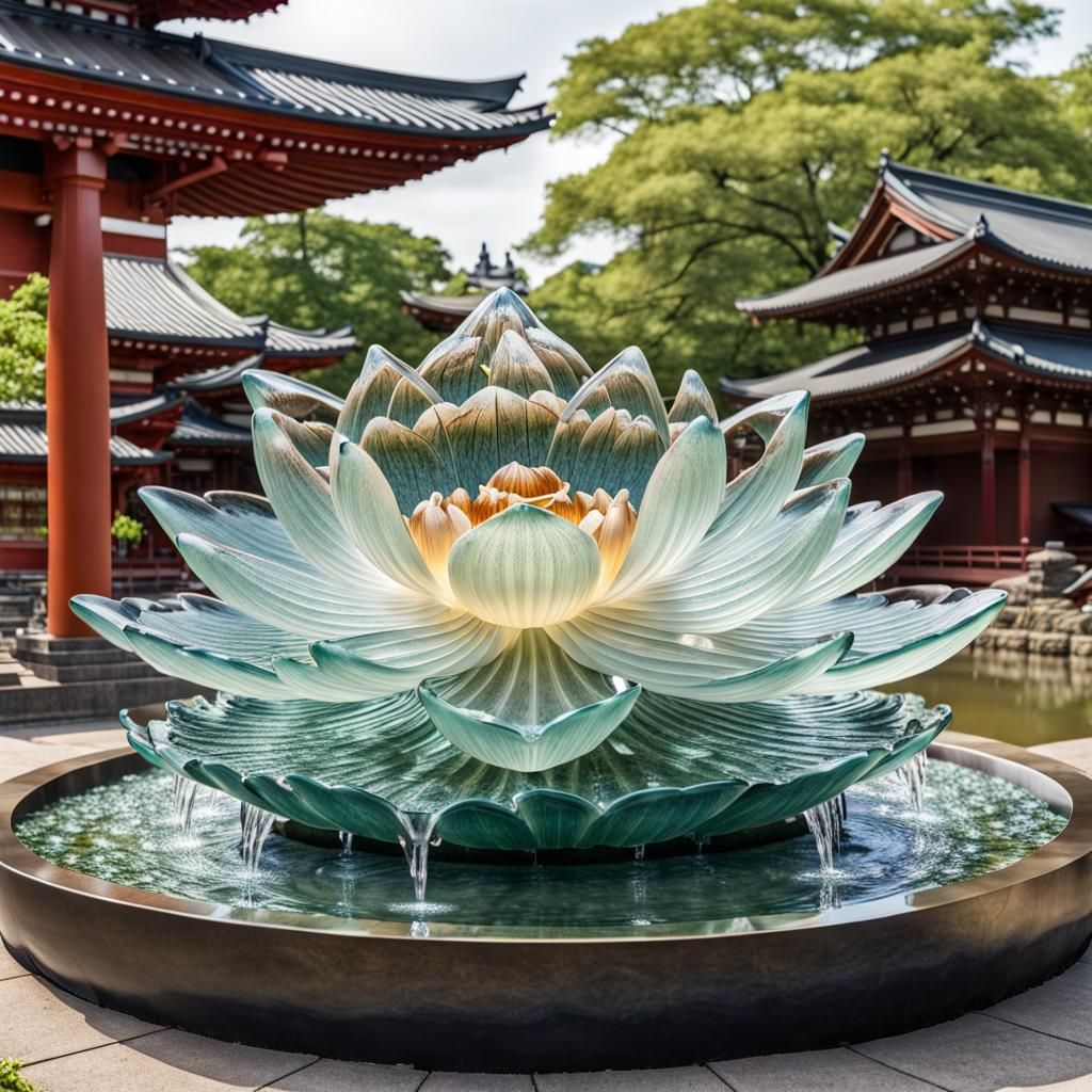 Lotus fountain - AI Generated Artwork - NightCafe Creator