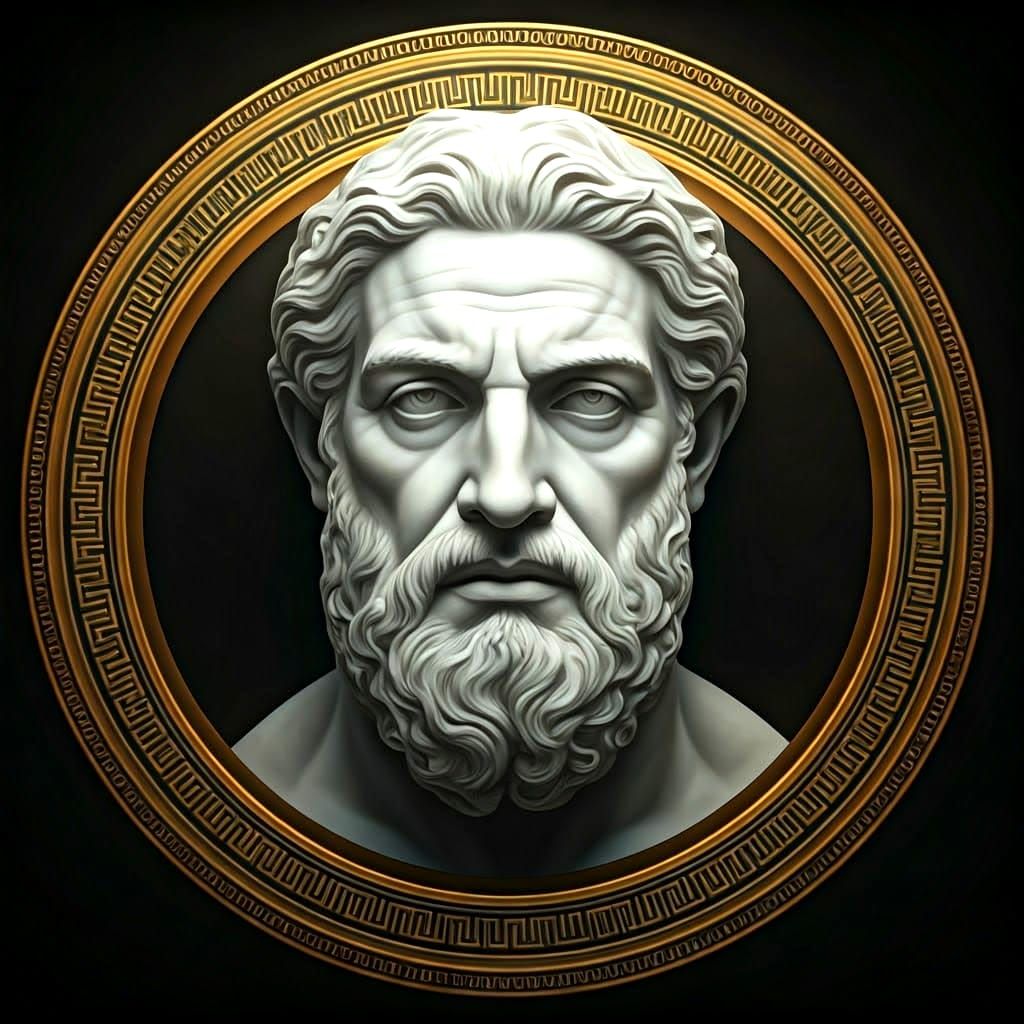 Classical Greek Sage in Golden Relief - AI Art