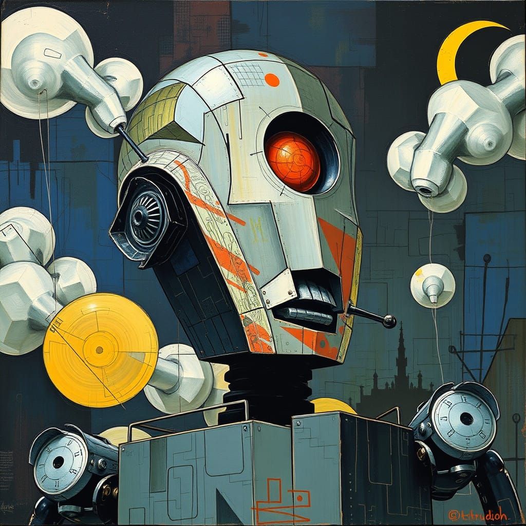 Surrealist Robot in Abstract Cubist Style - AI Art