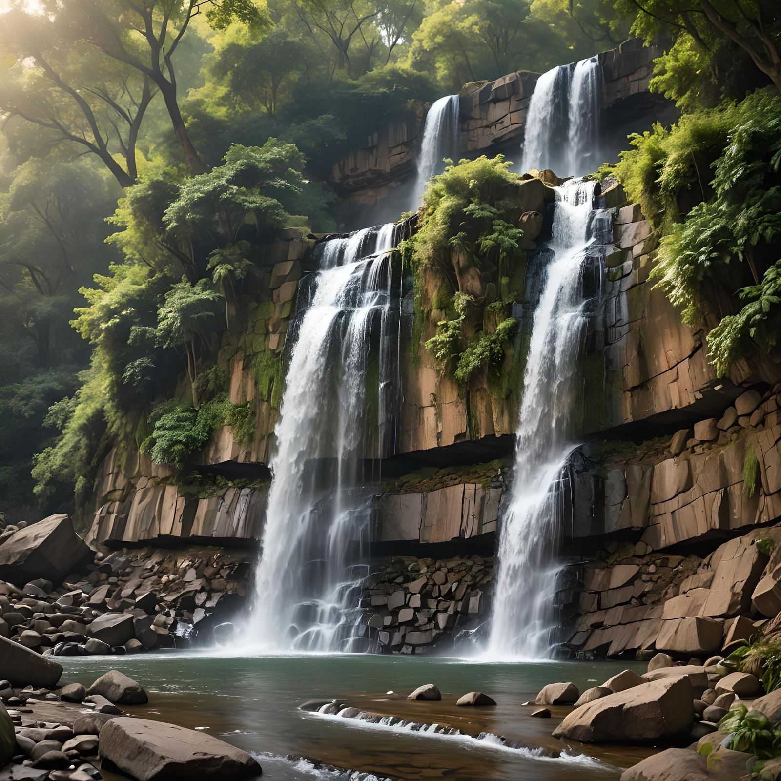 Waterfall - AI Generated Artwork - NightCafe Creator