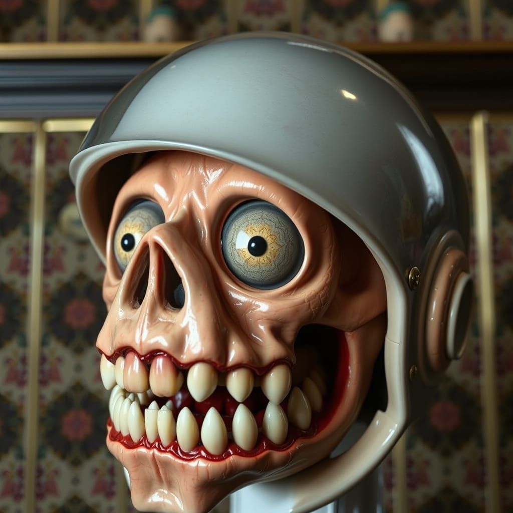 Latex mask helmet scrambled teeth - Surreal Latex Mask Helme...