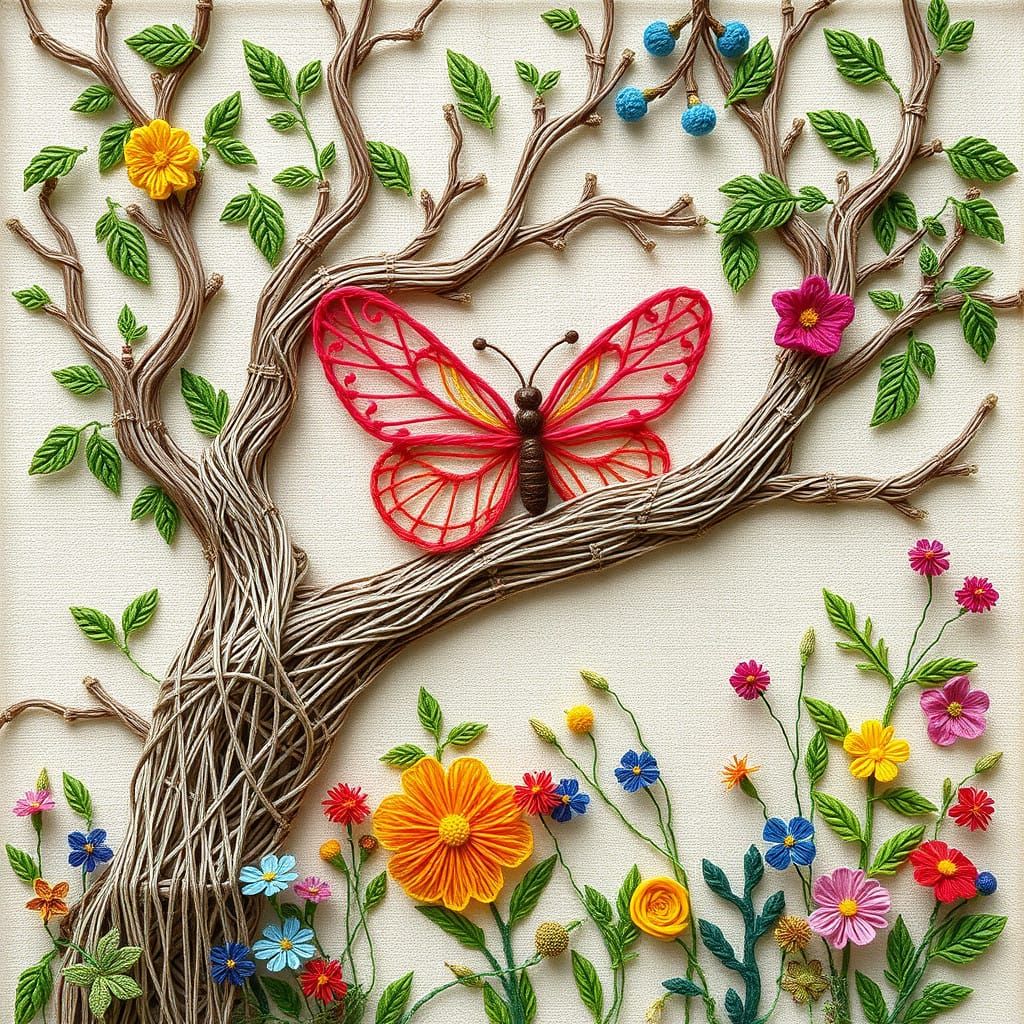 String Butterfly 😍 - Whimsical String Butterfly in Folk-Art...