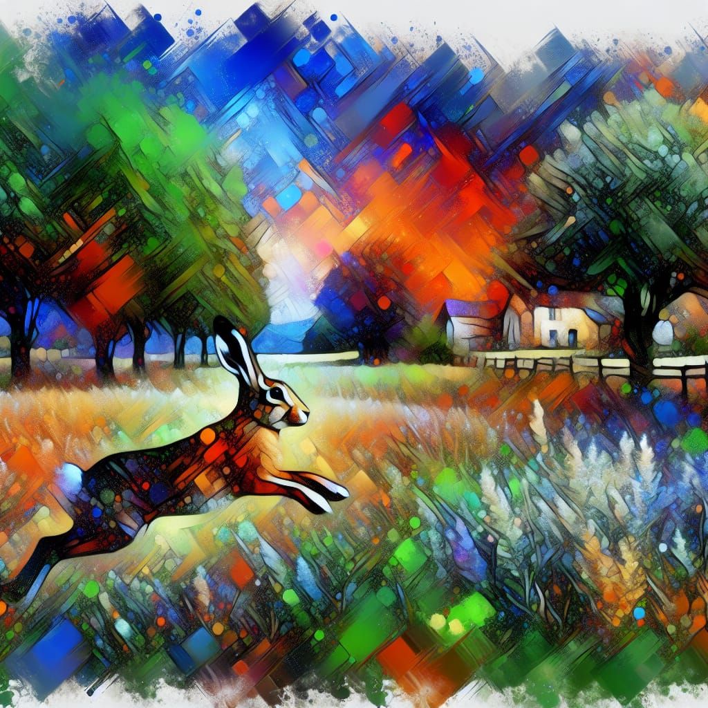 A rabbit running in the fields - AI Generated Artwork - NightCafe Creator