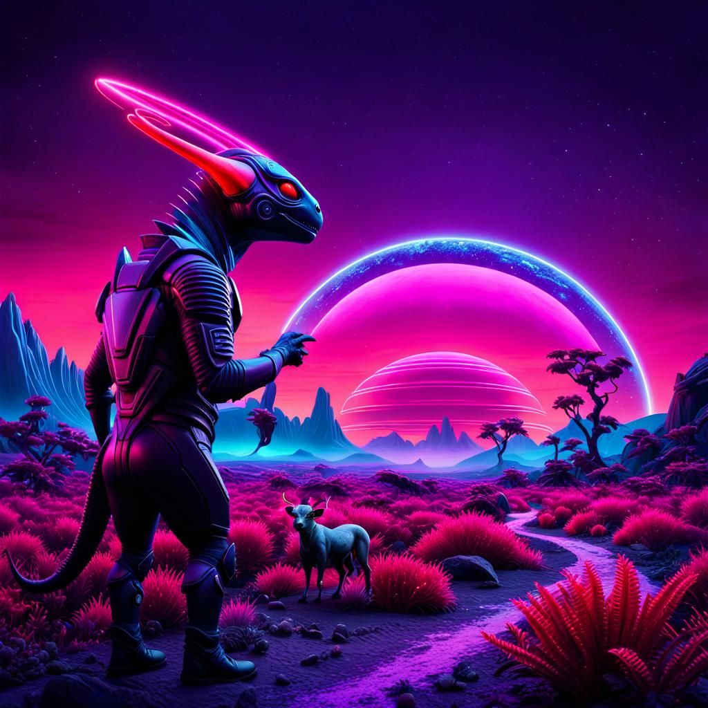 Cows are magical on planet Xenon - AI Generated Artwork - NightCafe Creator