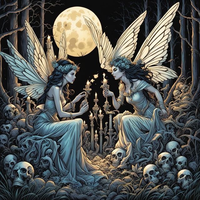 ossuary nymphs and bones fairies - AI Generated Artwork - NightCafe Creator