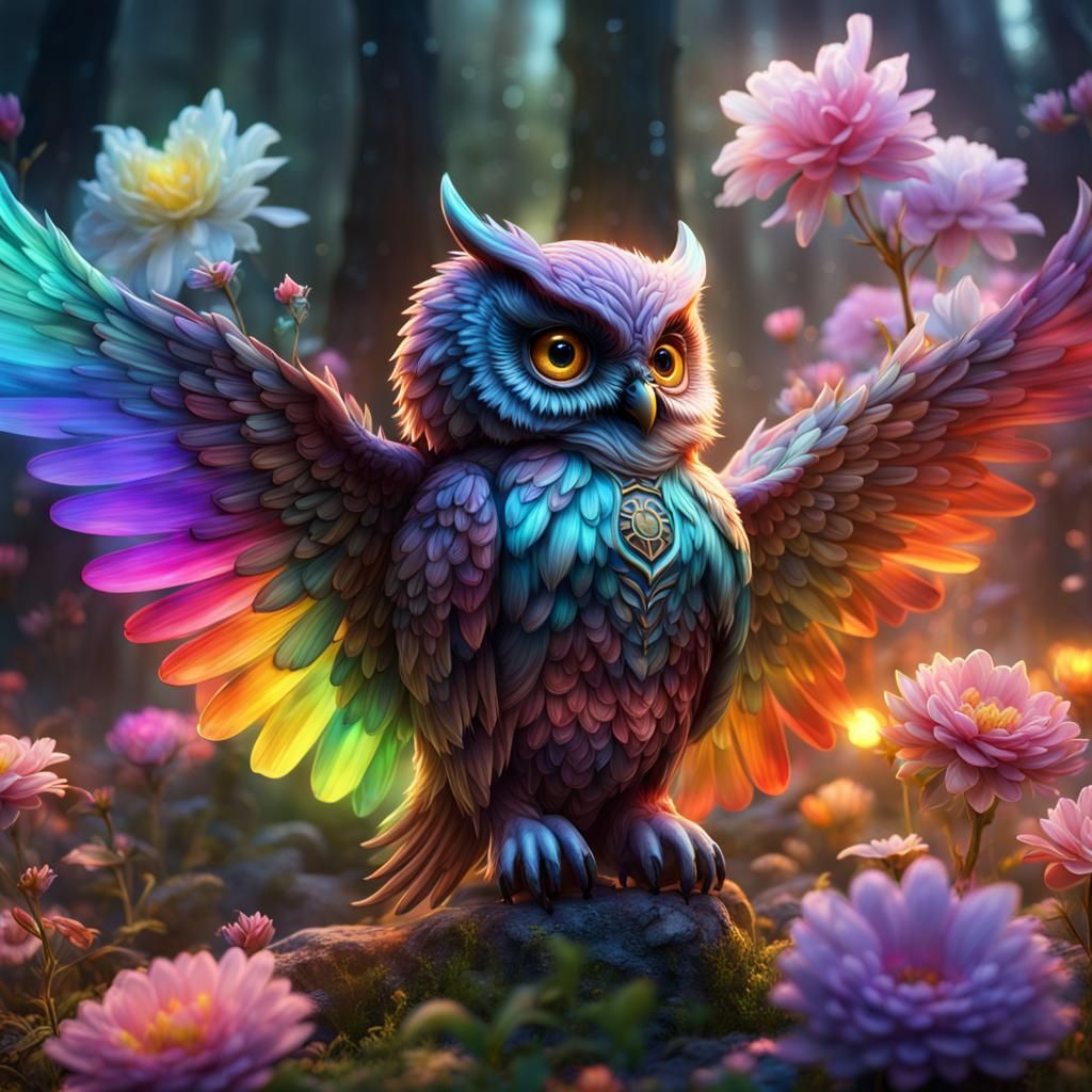 Rainbow owl - AI Generated Artwork - NightCafe Creator