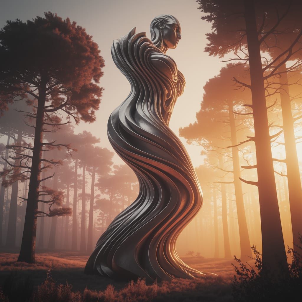 Abstract Sculpture in the woods - Ancient Forest Colossus in...