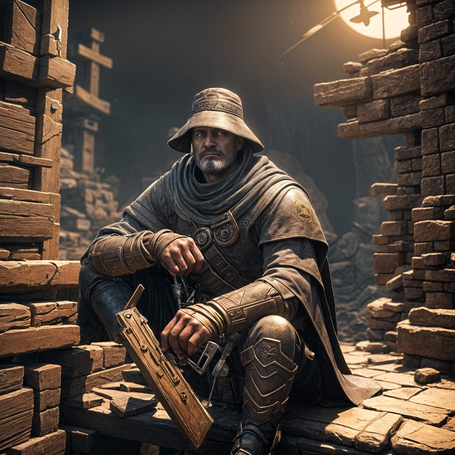 A bored watchman as a background character in a TTRPG trending on ...