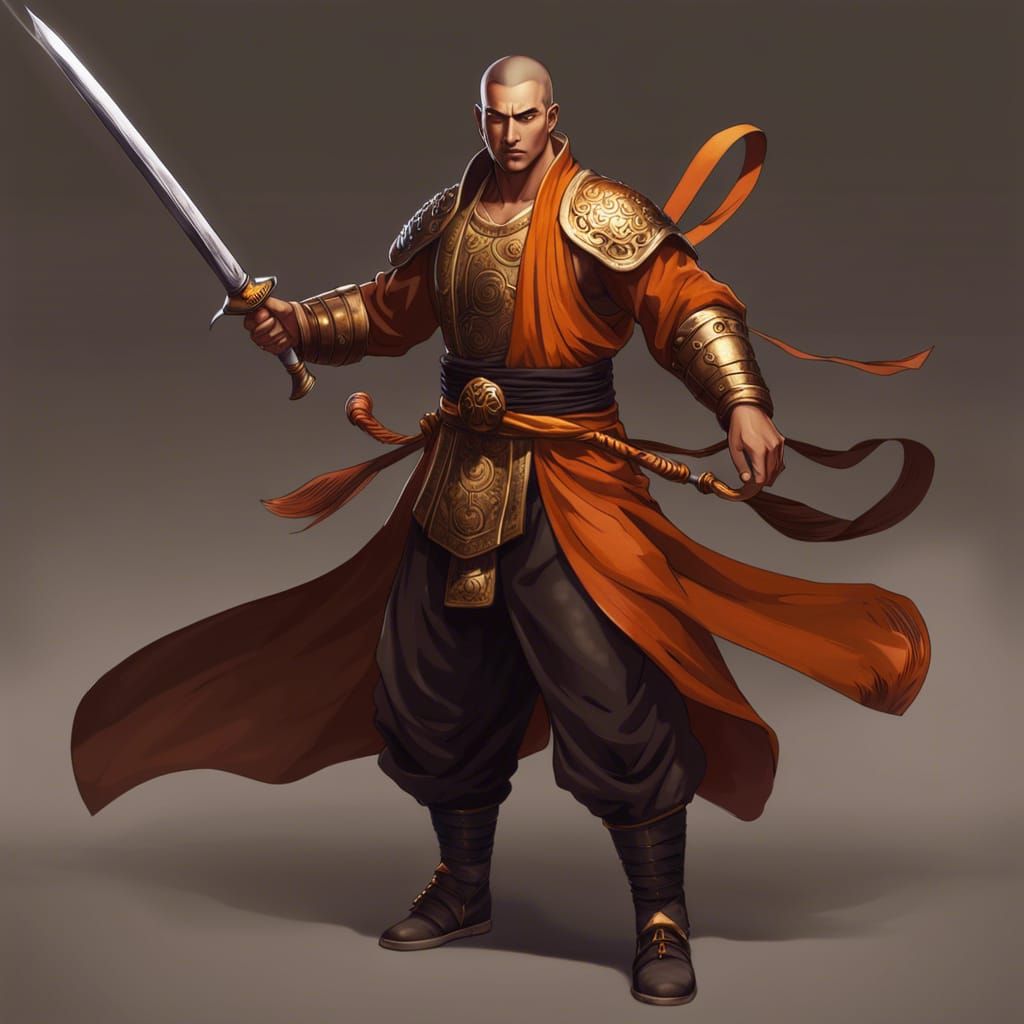 Warrior Monk with sword - AI Generated Artwork - NightCafe Creator